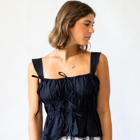 Moon River | Tops | Moon River Womens Tie Detail Peplum Top | Poshmark